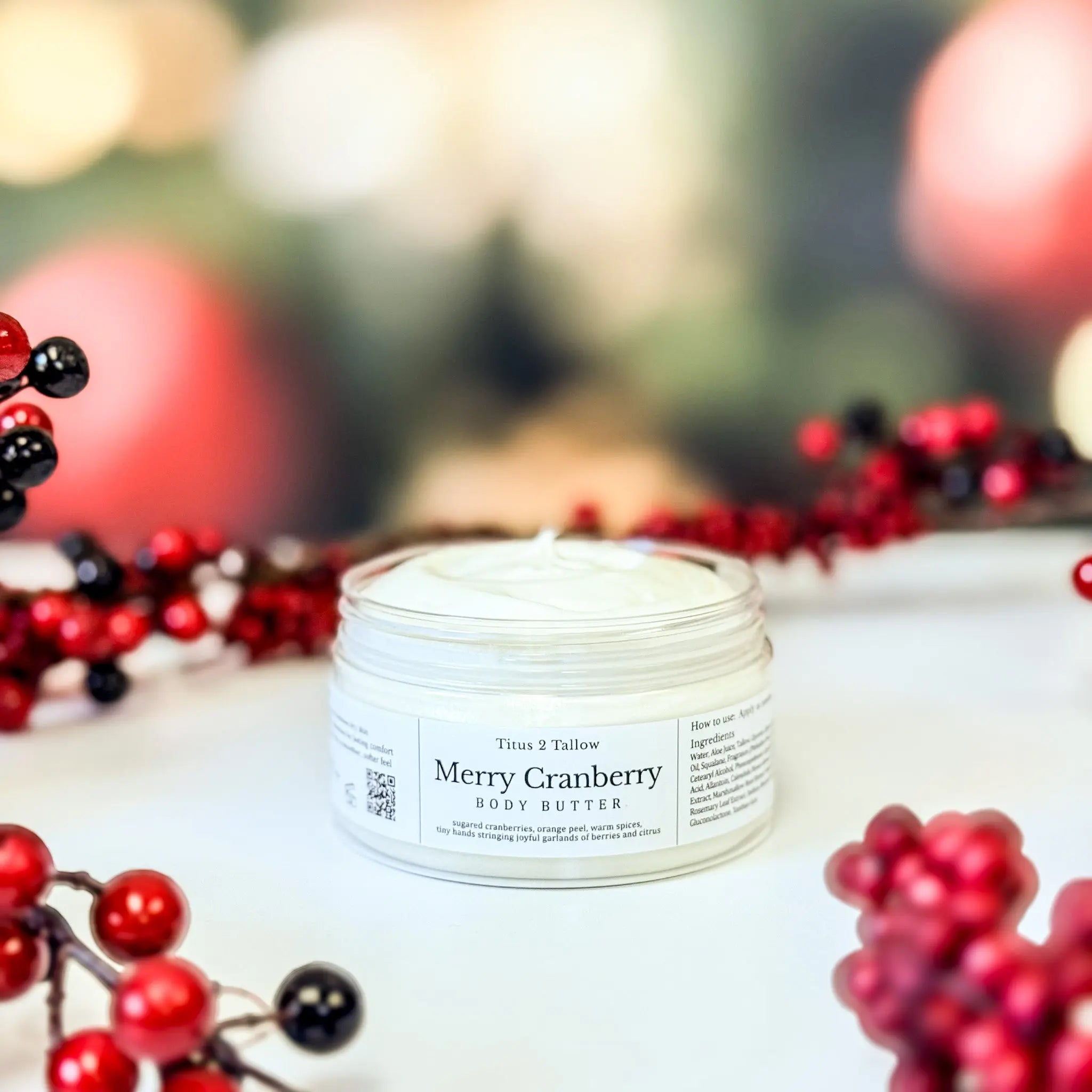 Merry Cranberry Body Butter | Rich, Hydrating Tallow Body Butter | T2T ...